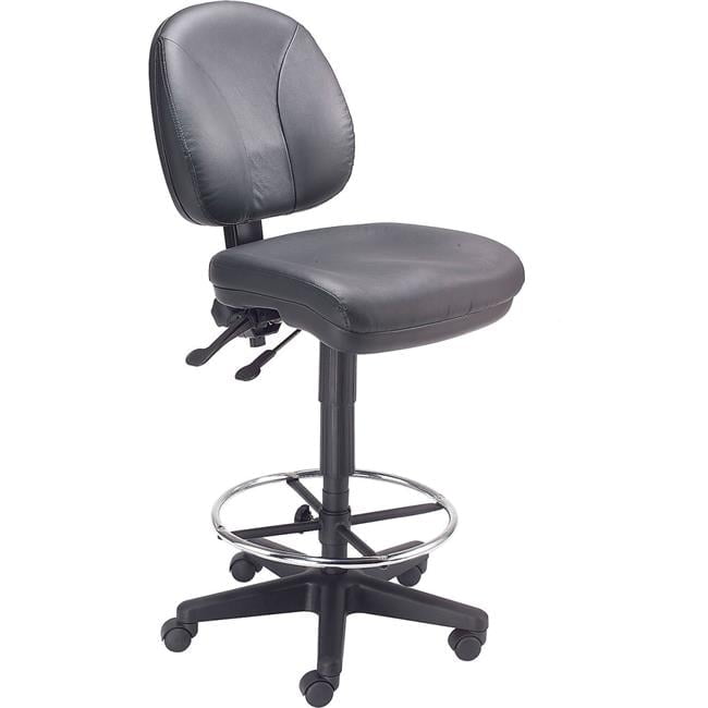 Interion Leather Task Stool with 360 deg Footrest - Black - Walmart.com