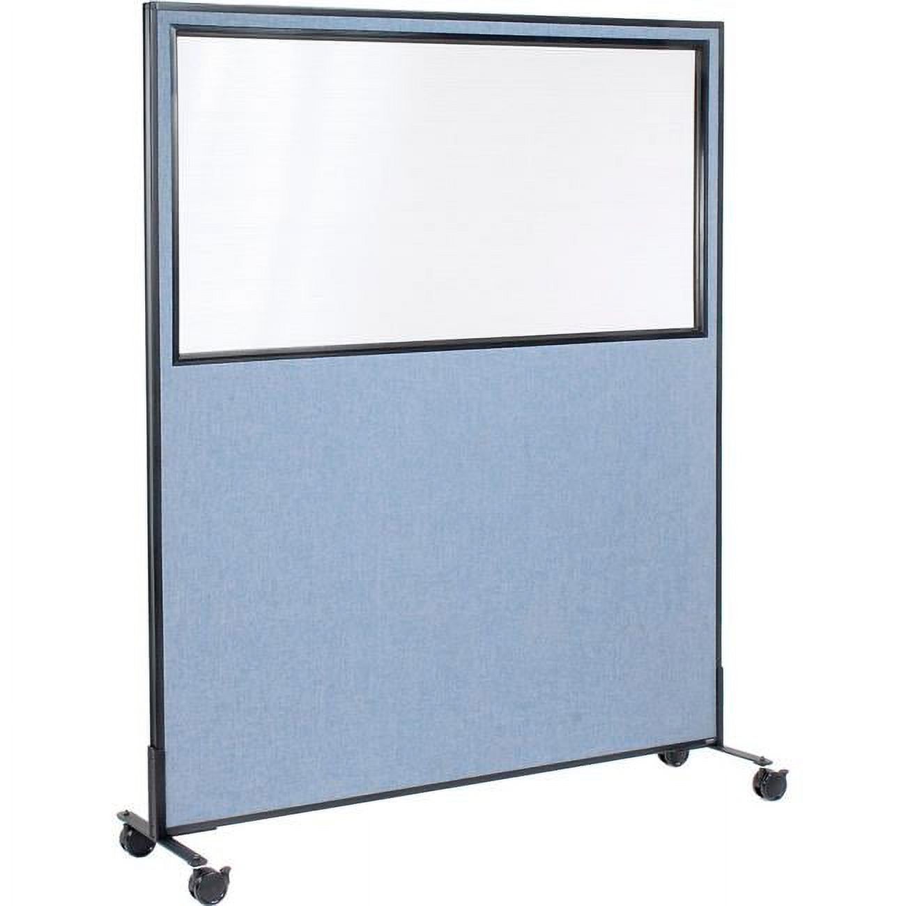 Interion Mobile Office Partition Panel with Partial Window, Blue - 60. ...