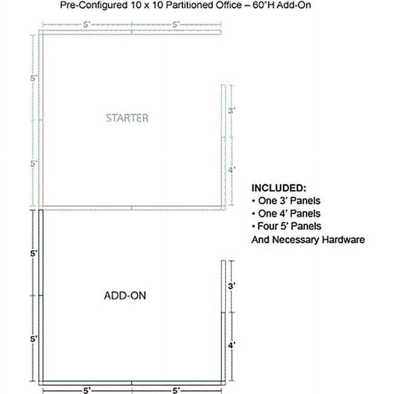 Interion Pre-Configured Office Cubicle Add-On Kit - Gray - 10 x 10 x 60 ...