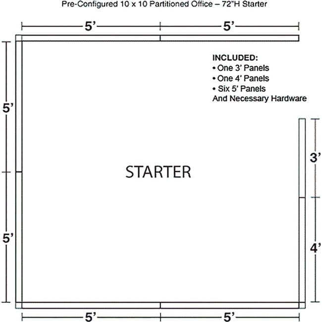 Interion Pre-Configured Office Cubicle Starter Kit - Gray - 10 x 10 ft ...