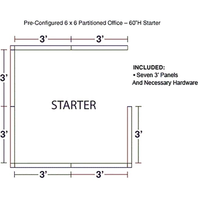 Interion Pre-Configured Office Cubicle Starter Kit - Gray - 6 x 6 ft. x ...