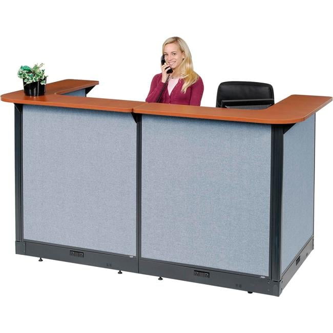 Interion U-Shaped Electric Reception Station with Cherry Counter, Blue ...