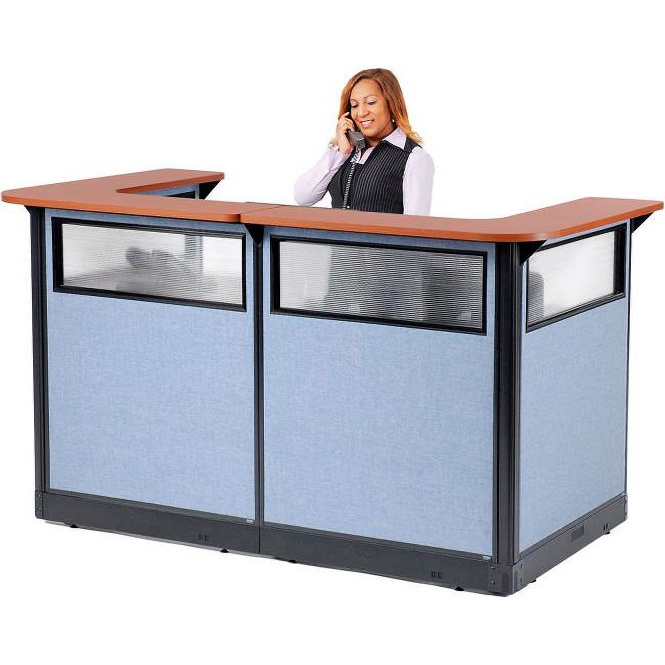 Interion U-Shaped Reception Station with Window & Raceway, Cherry ...
