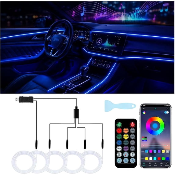 Interior Car LED Strip Lights with APP Control,RGB 5 in 1 Ambient ...