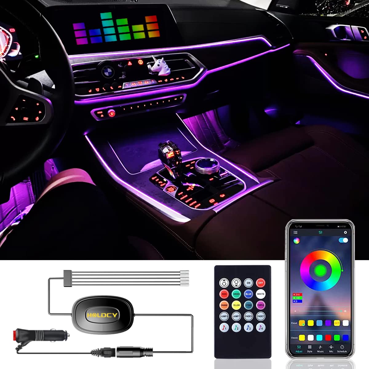 Interior Car Lights,LED Car Strip Light,5 BSL1 in 1 inches Fiber Optic ...