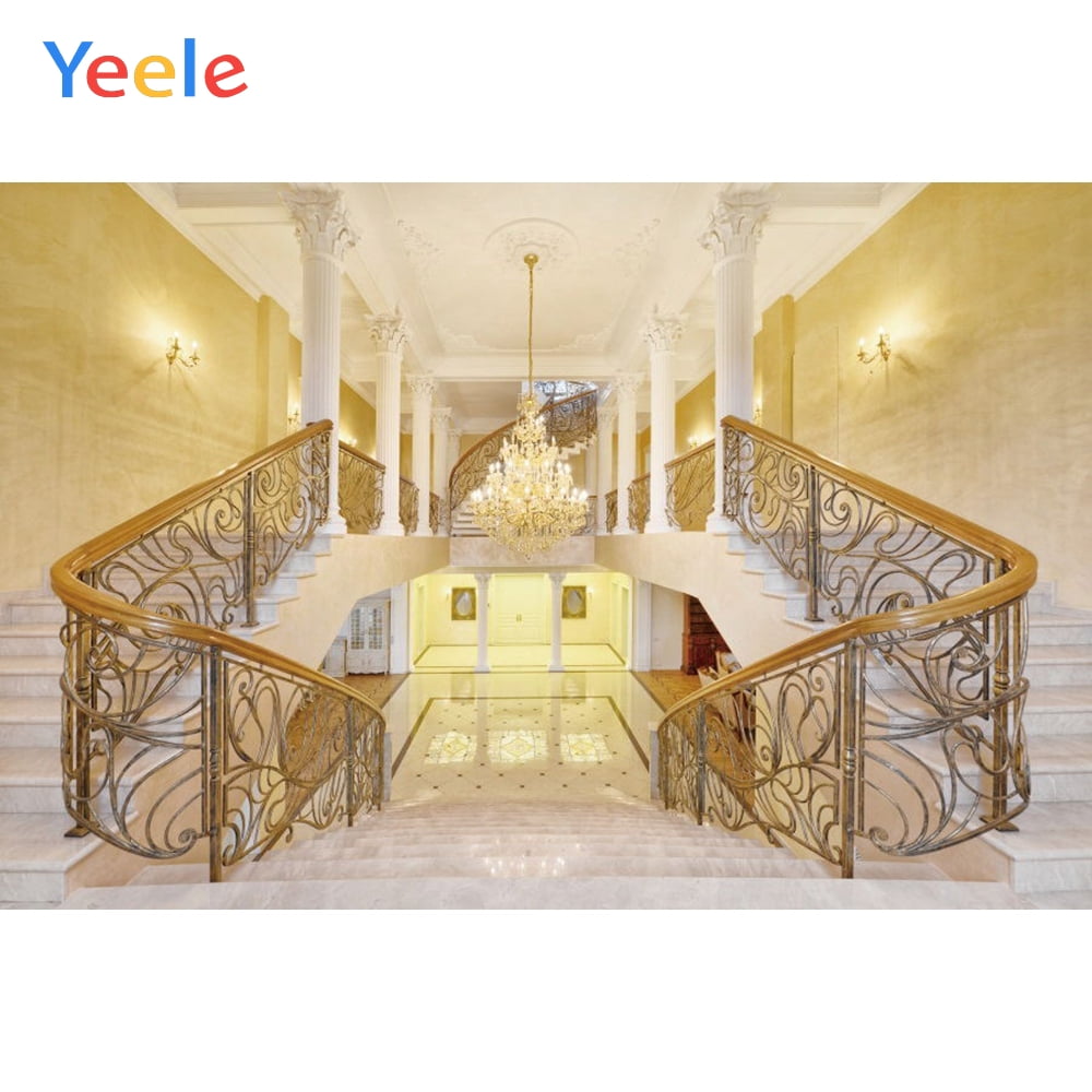 Interior Castle Chandelier Stairs Wedding Photocall Backdrop ...