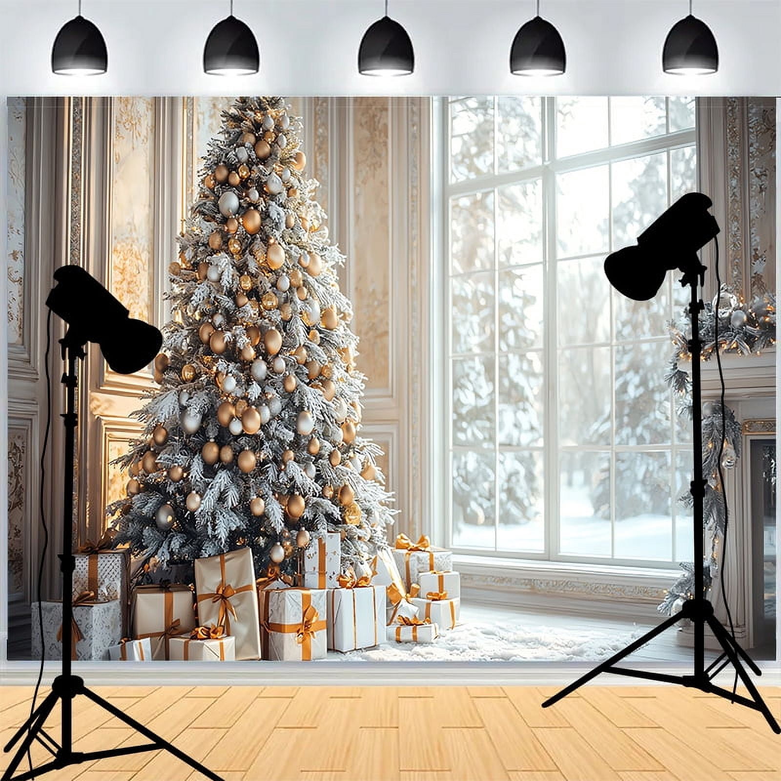 Interior Christmas Day Wreach Window Photography Backdrops New Year ...