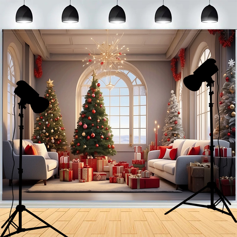 Interior Christmas Day Wreach Window Photography Backdrops New Year ...