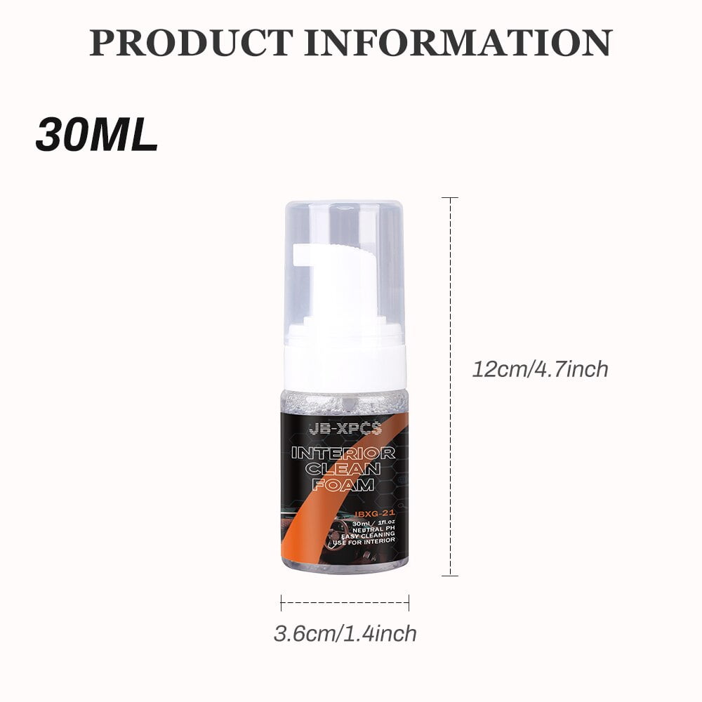 Interior Cleaner Water-free Foam Spray For Plastic Trim Leather Seat Fabric Top Carpet Stain ...