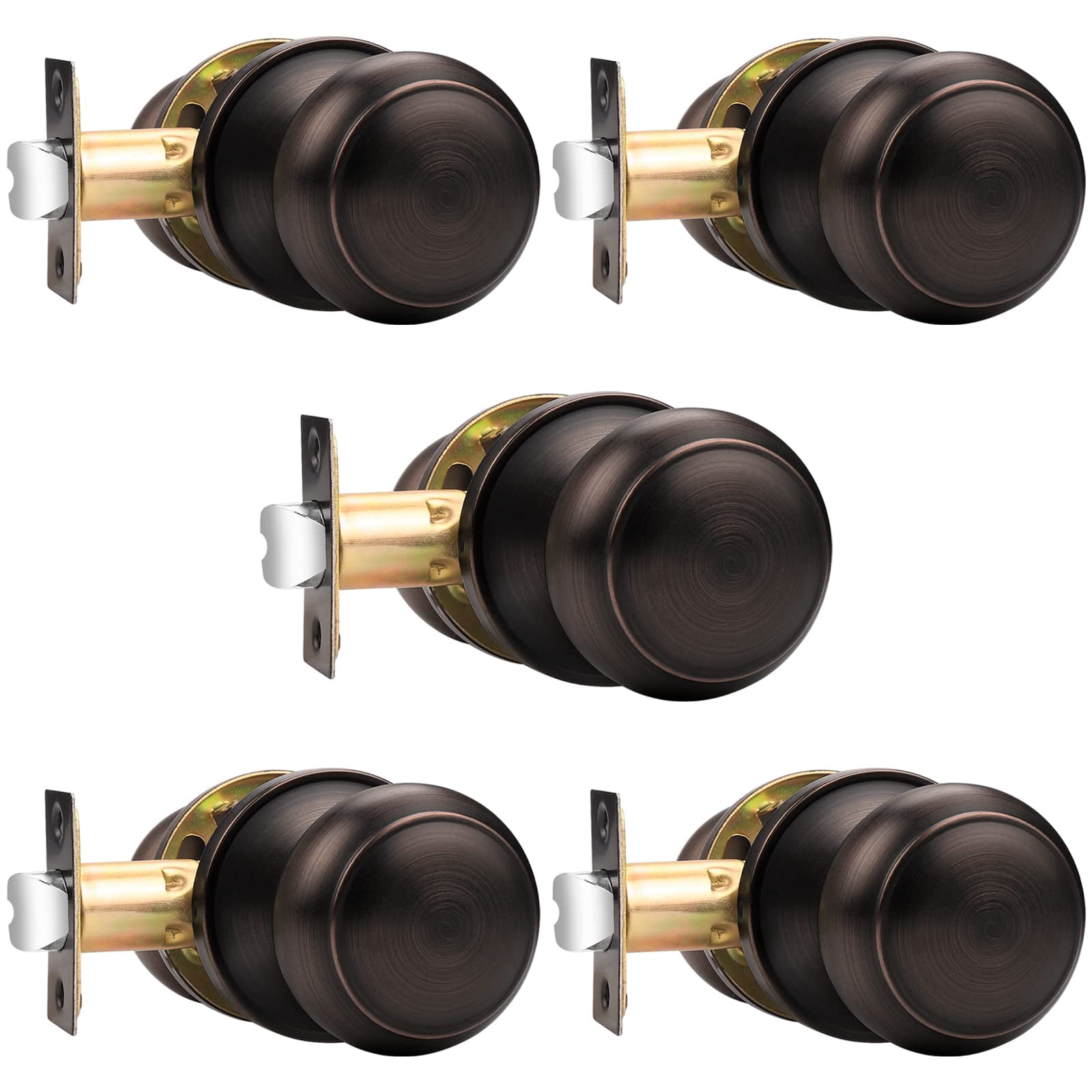 Interior Door Knobs Oil Rubbed Bronze 5 Pack Passage Closet Handles ...