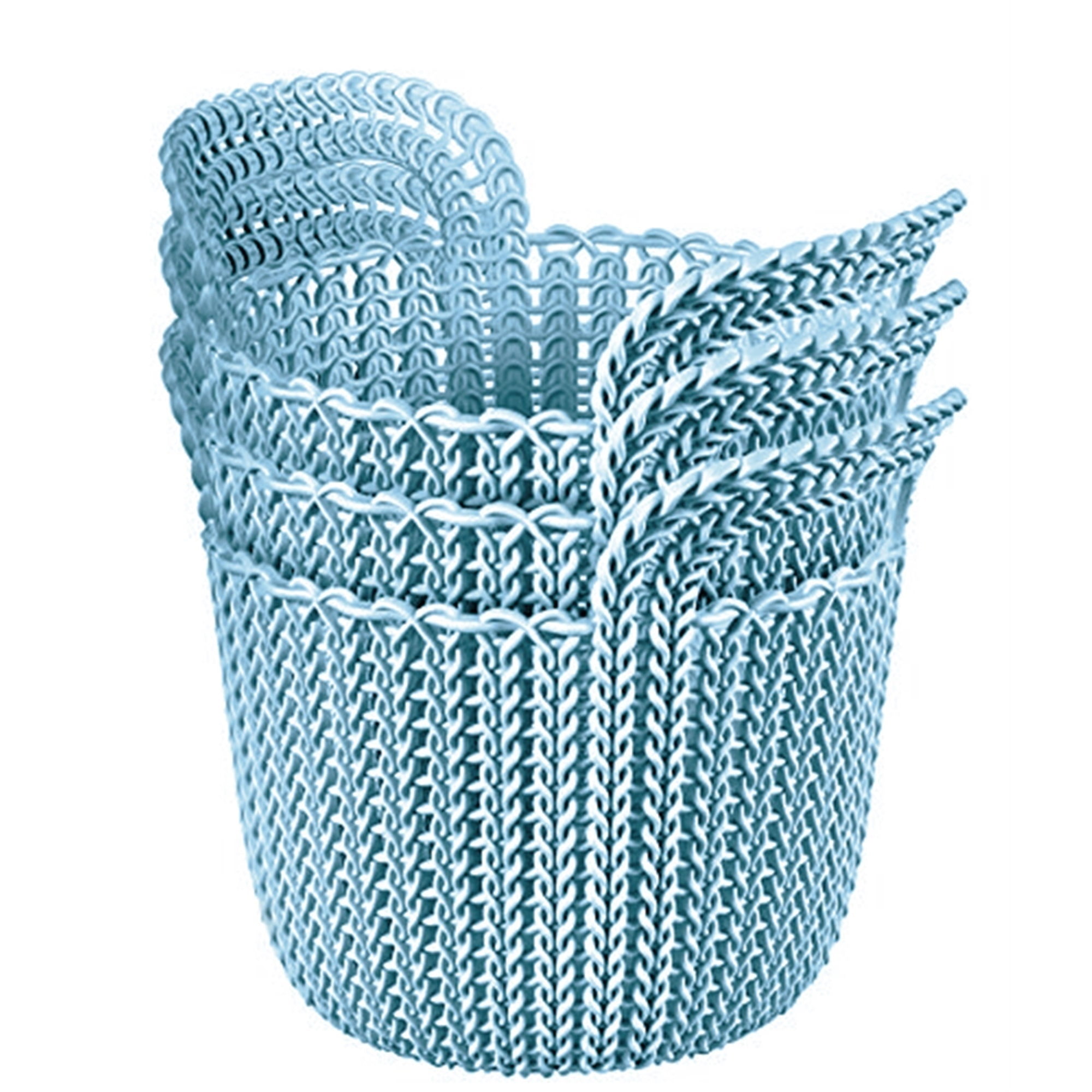 Interior Elements Keter Knit Round Resin Basket Set, X-Small, Misty ...