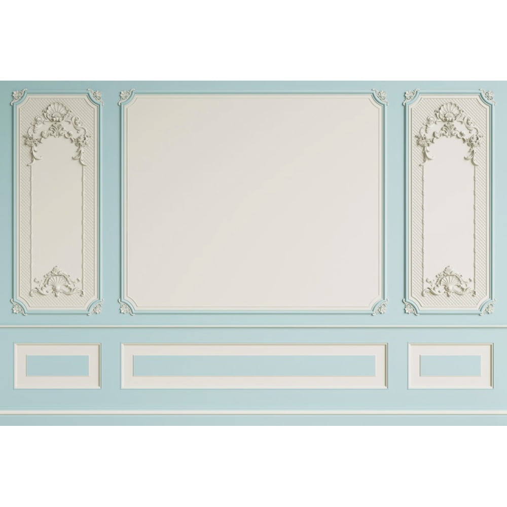 Interior Green Wall Photo Backdrop Classic Interior Gypsum Line Empty ...