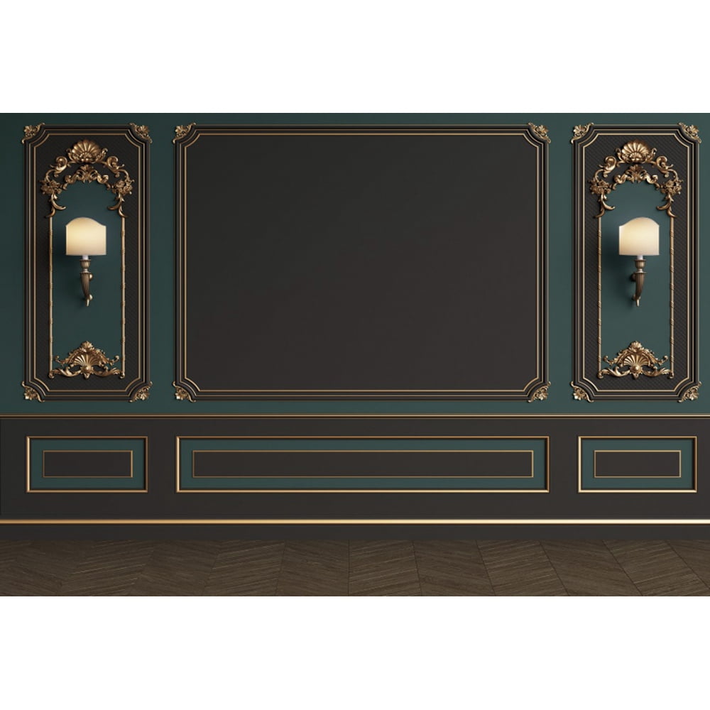 Interior Green Wall Photo Backdrop Classic Interior Gypsum Line Empty ...