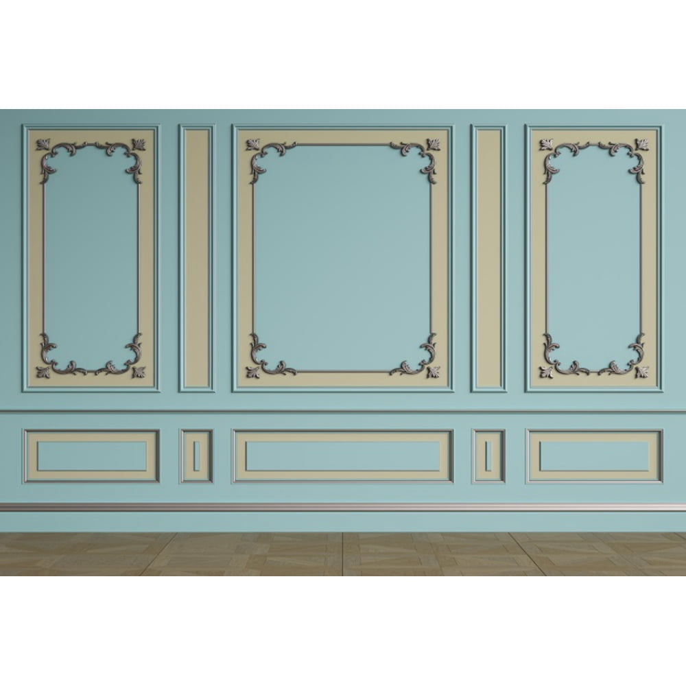 Interior Green Wall Photo Backdrop Classic Interior Gypsum Line Empty ...