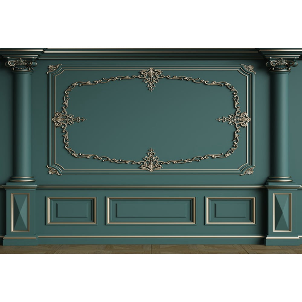 Interior Green Wall Photo Backdrop Classic Interior Gypsum Line Empty ...