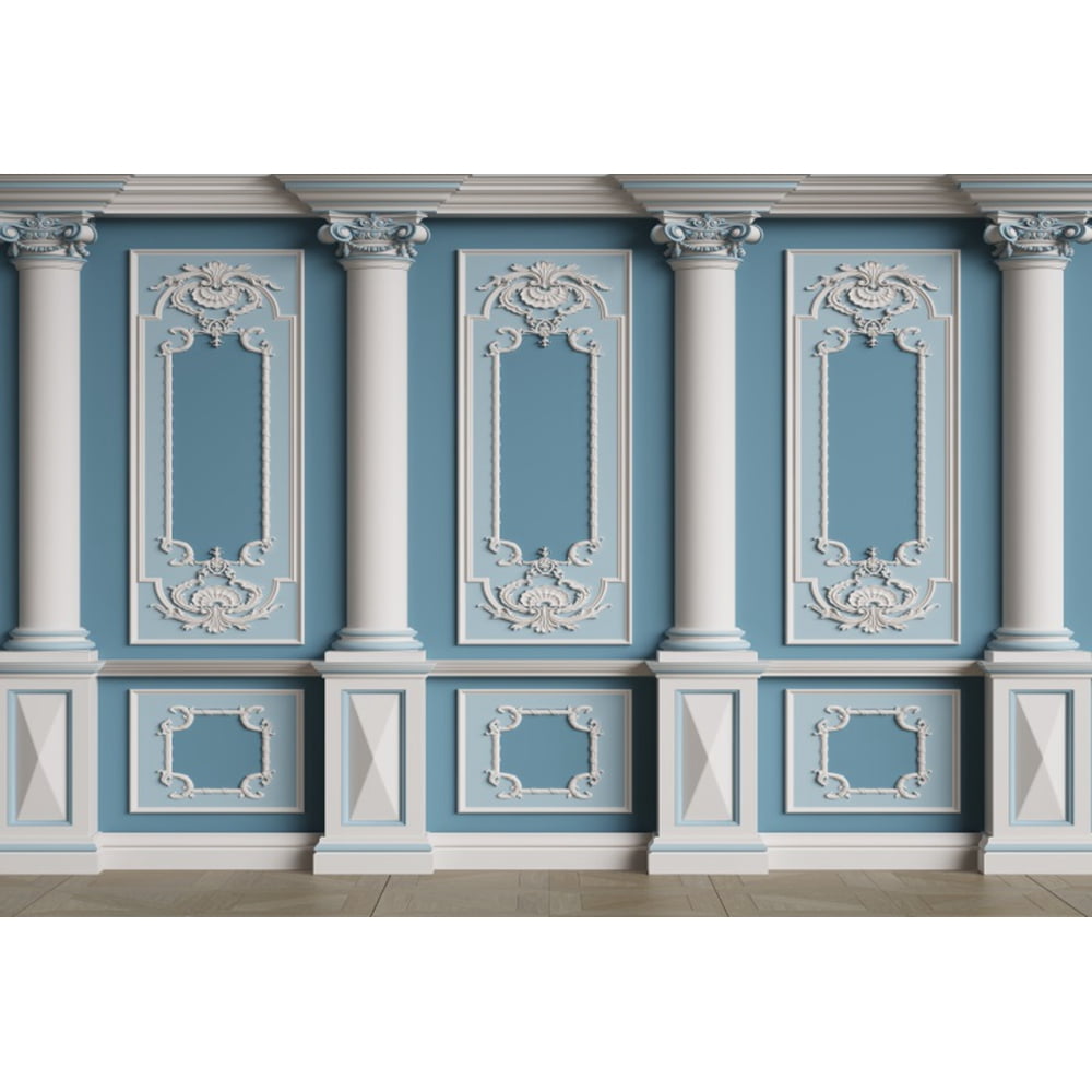 Interior Green Wall Photo Backdrop Classic Interior Gypsum Line Empty ...