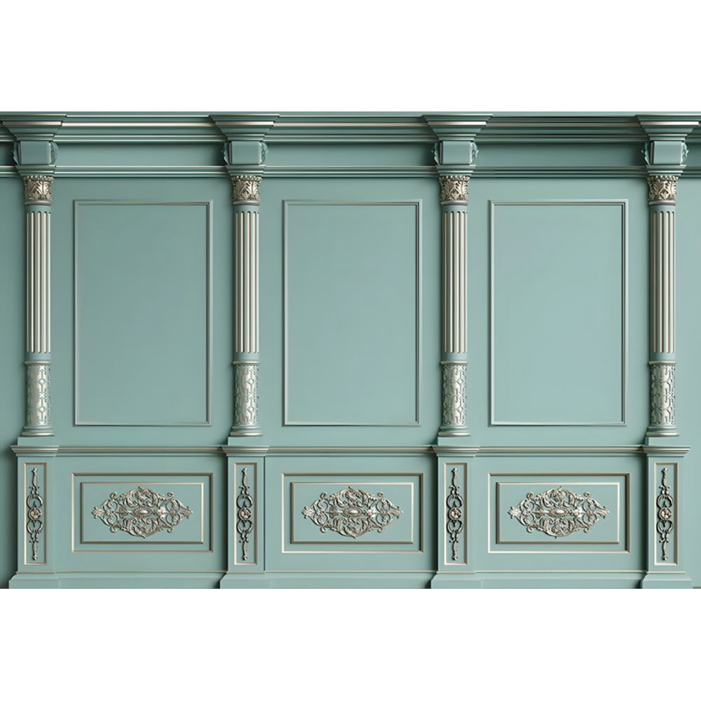 Interior Green Wall Photo Backdrop Classic Interior Gypsum Line Empty ...