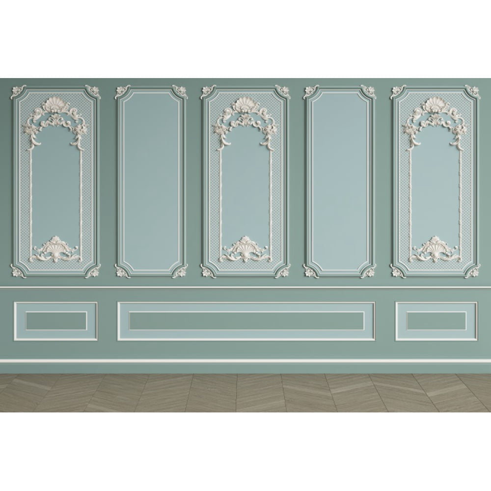 Interior Green Wall Photo Backdrop Classic Interior Gypsum Line Empty ...