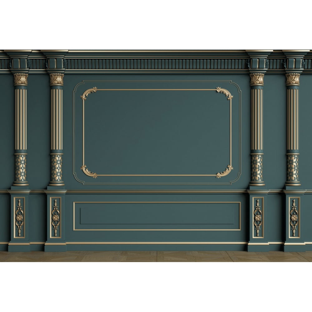 Interior Green Wall Photo Backdrop Classic Interior Gypsum Line Empty ...