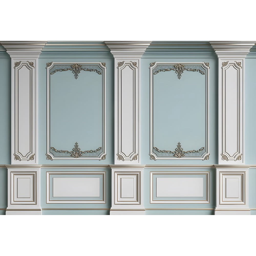 Interior Green Wall Photo Backdrop Classic Interior Gypsum Line Empty ...