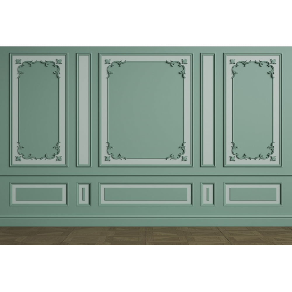 Interior Green Wall Photo Backdrop Classic Interior Gypsum Line Empty ...