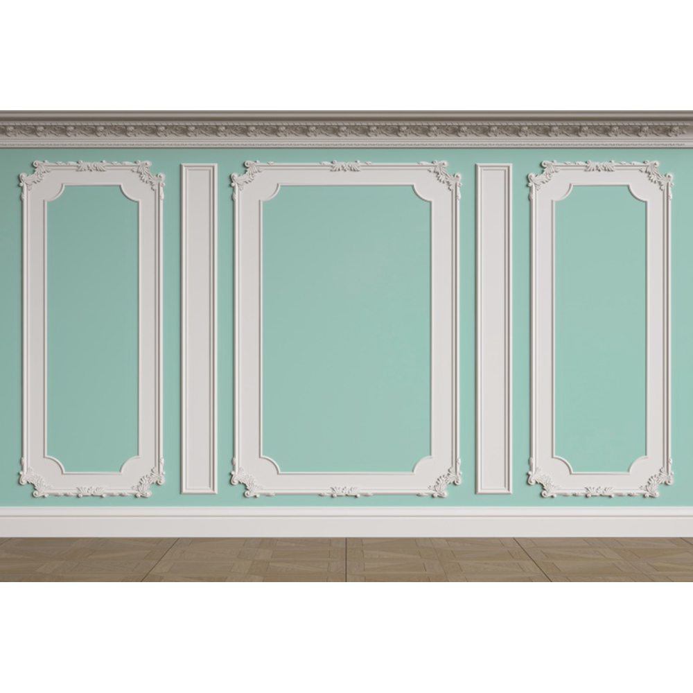 Interior Green Wall Photo Backdrop Classic Interior Gypsum Line Empty ...