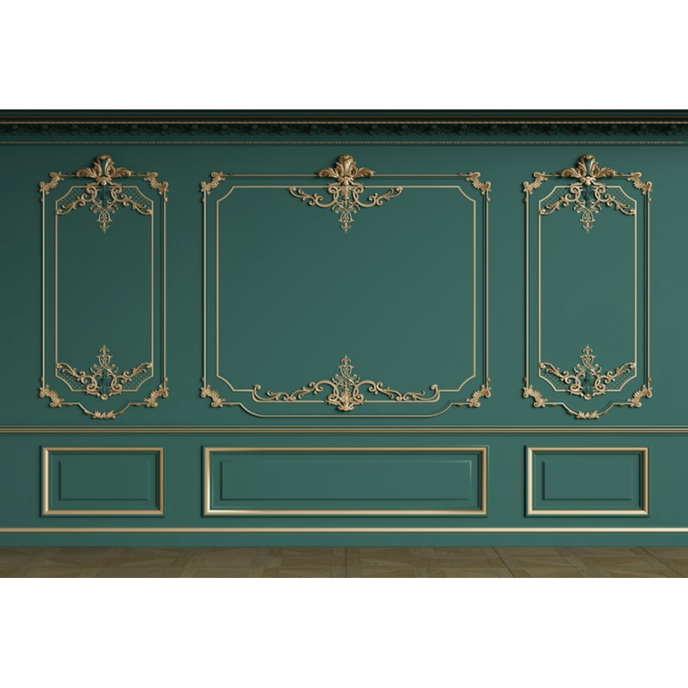 Interior Green Wall Photo Backdrop Classic Interior Gypsum Line Empty ...