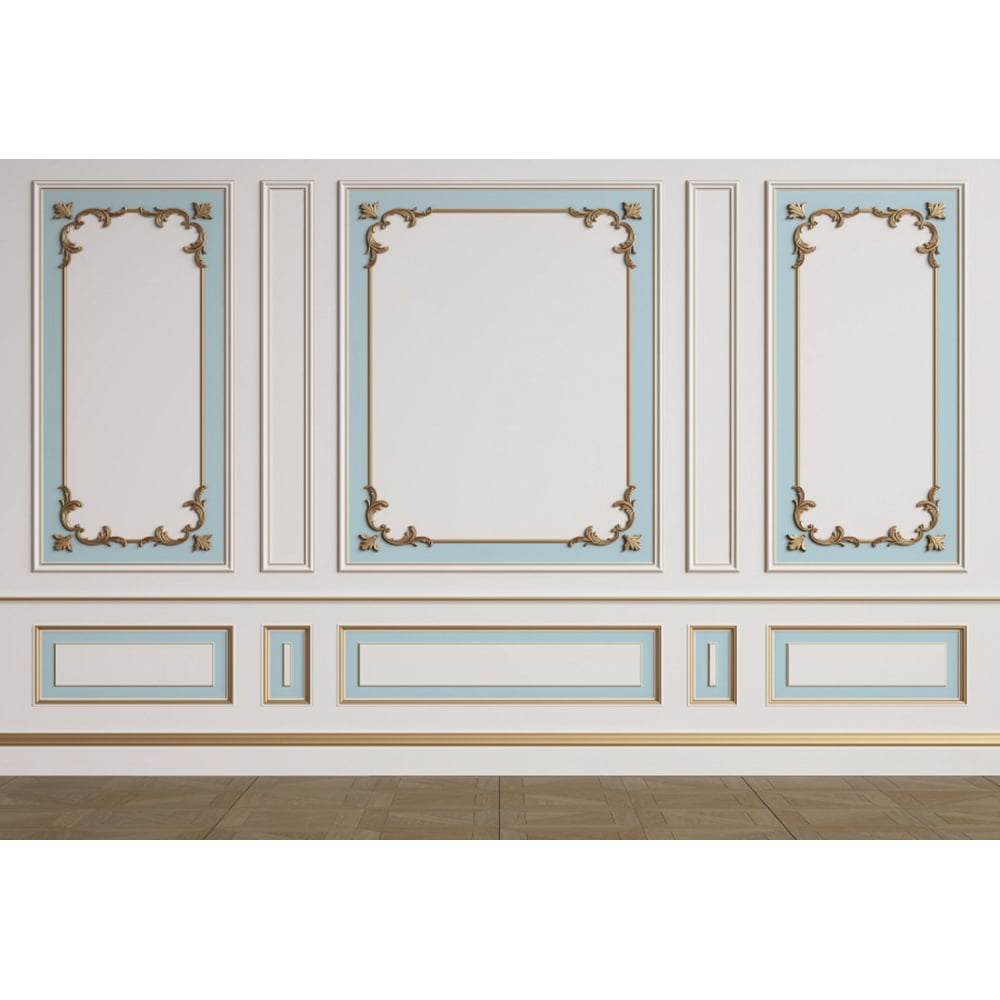 Interior Green Wall Photo Backdrop Classic Interior Gypsum Line Empty ...