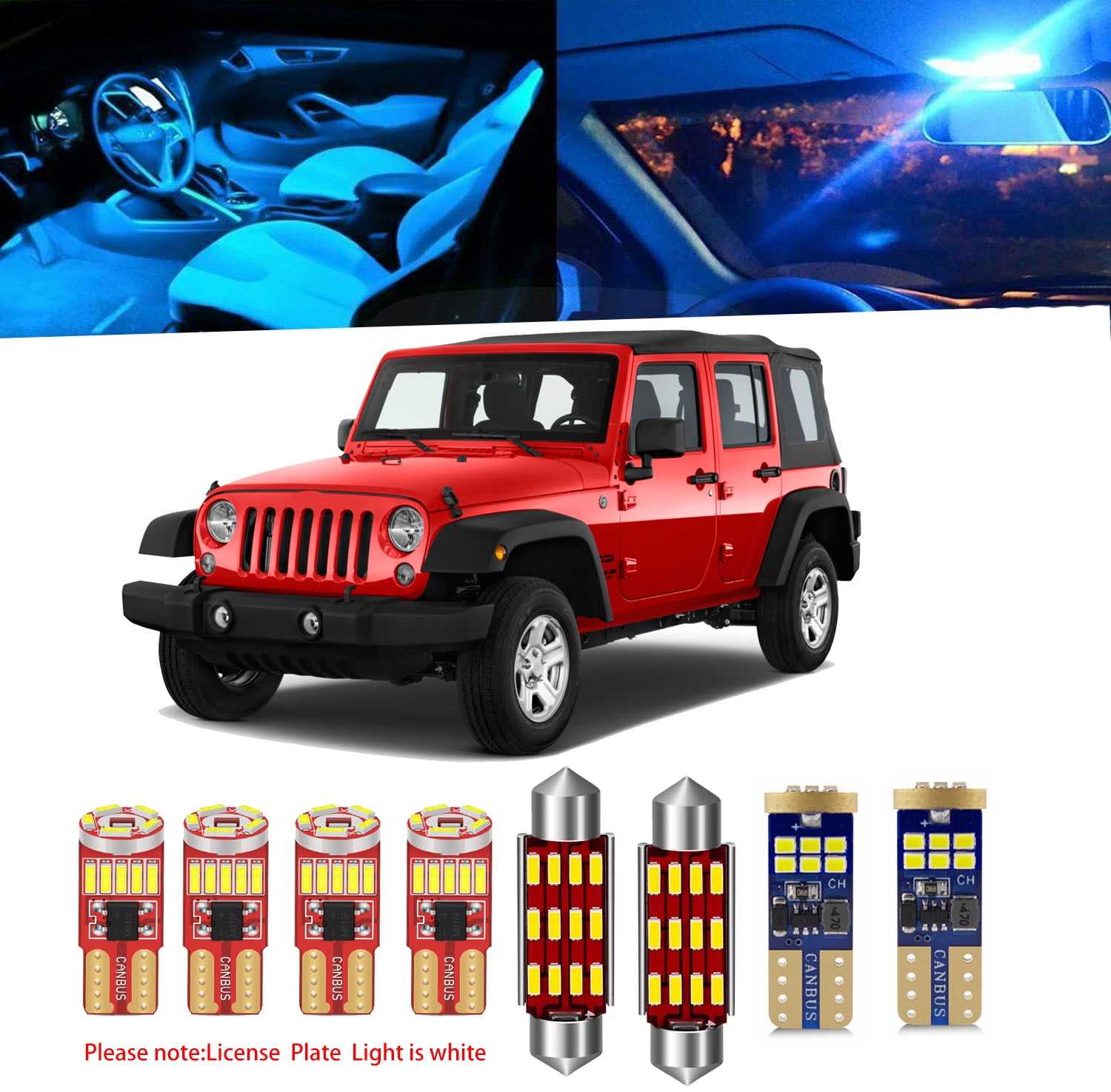 Interior LED Lights Kit for Jeep Wrangler JK 2-Door 4-Door 2007 2008 ...