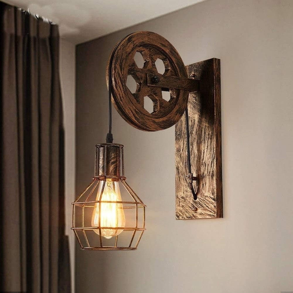 Interior Modern Creative Wall Lamp/Vintage Industrial Lifting Pulley ...