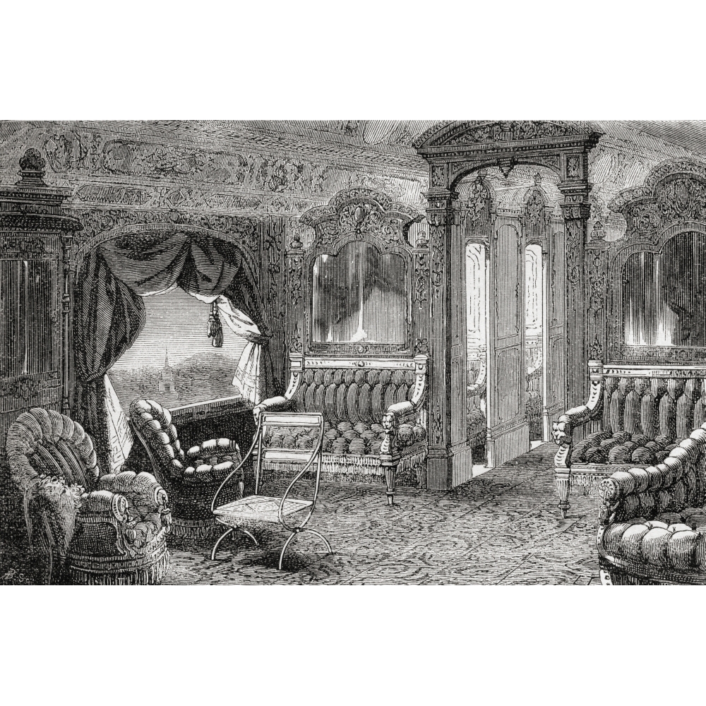 Interior Of A Pullman Palace Railway Carriage In The 19Th Century. From ...