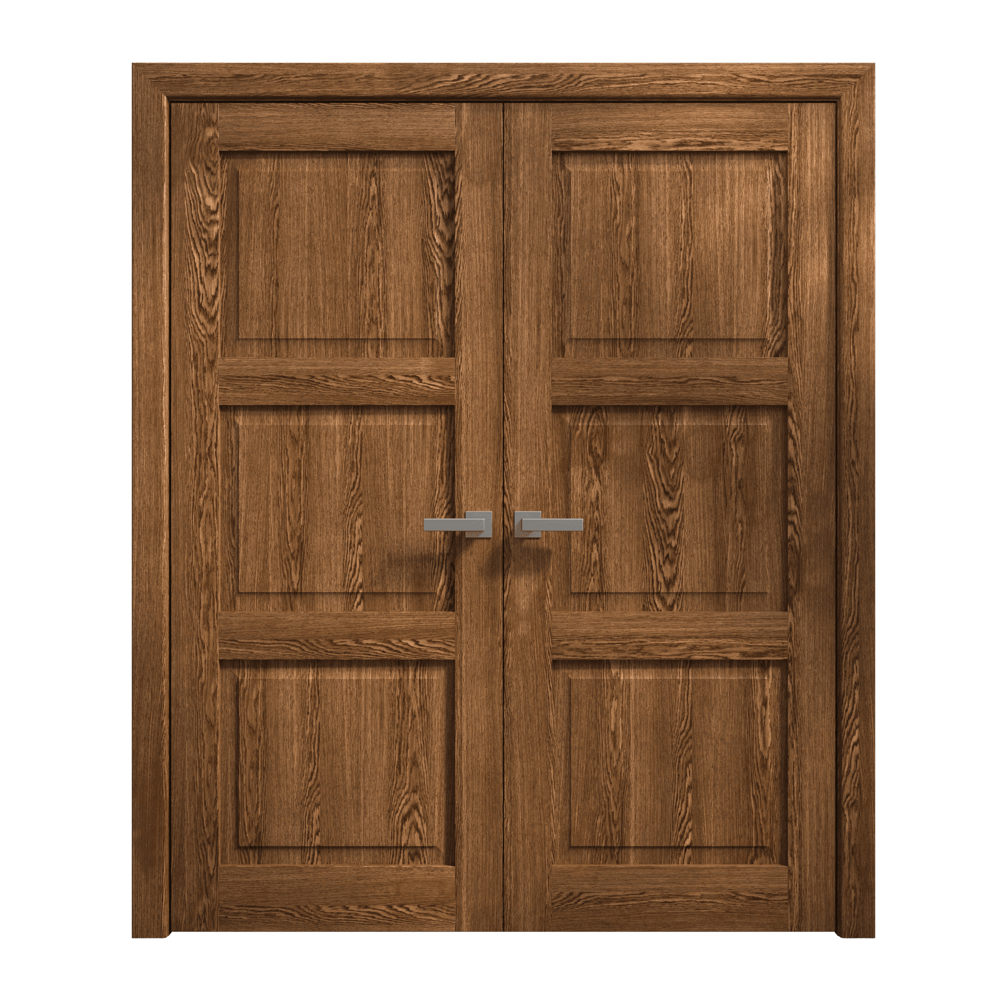 Interior Solid French Double Doors 64 x 80 inches | Ego 5010 Cognac Oak ...