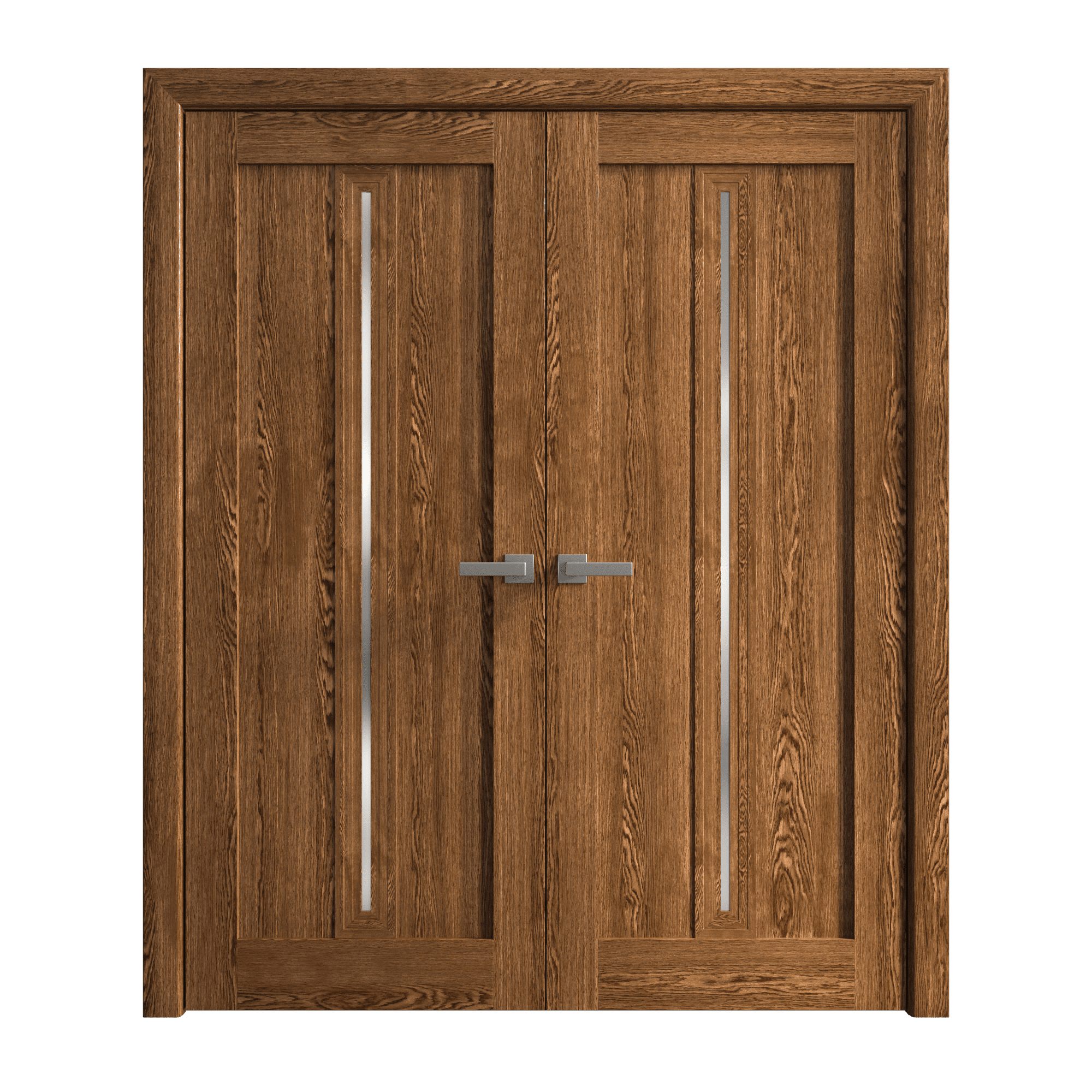 Interior Solid French Double Doors 84 x 84 inches | Ego 5014 Cognac Oak ...