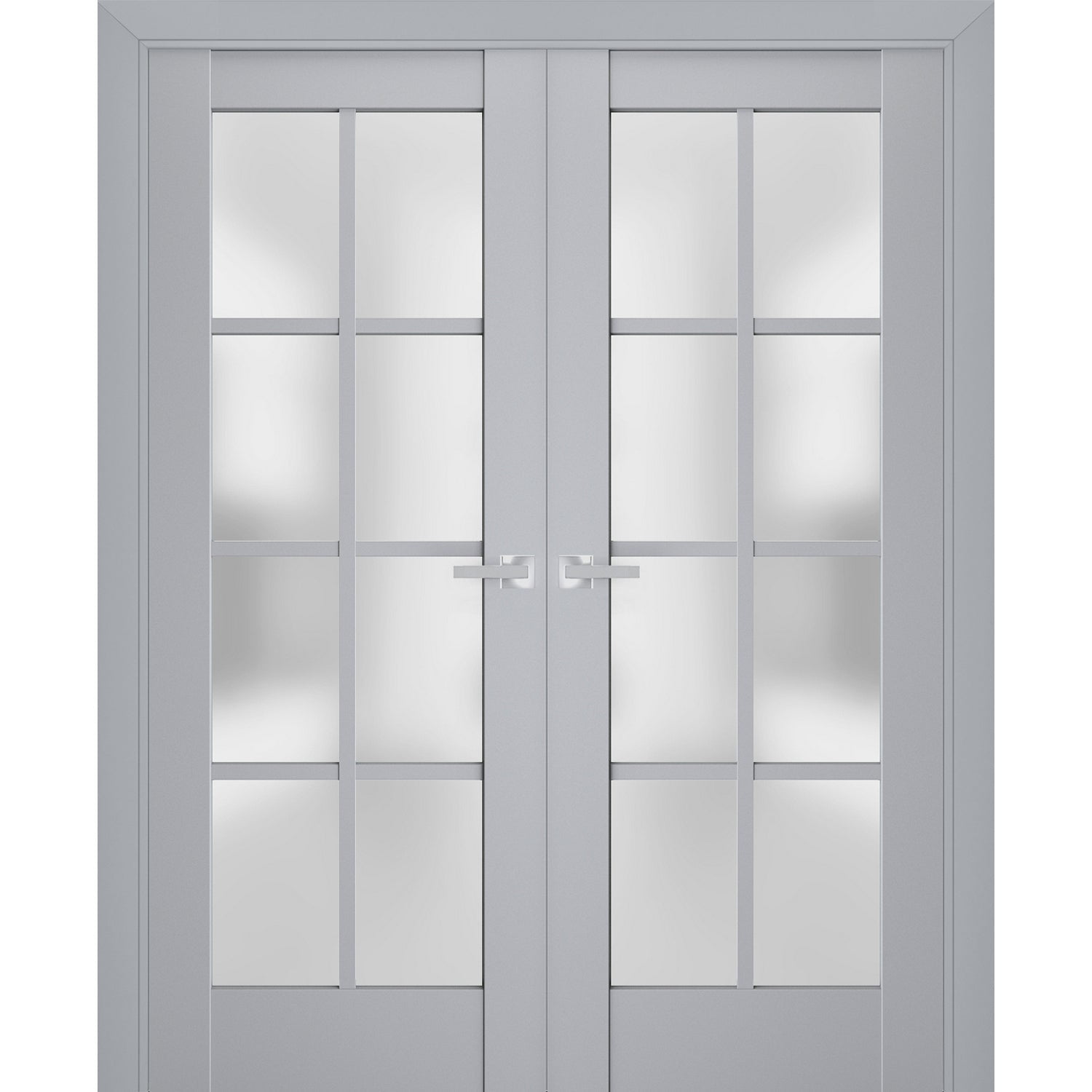 Interior Solid French Double Doors Frosted Glass | Veregio 7412 Matte ...