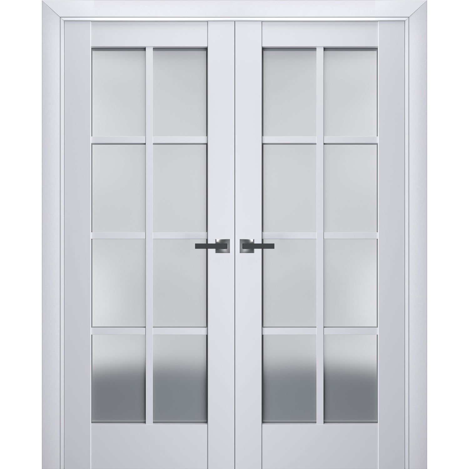 Interior Solid French Double Doors Frosted Glass | Veregio 7412 White ...