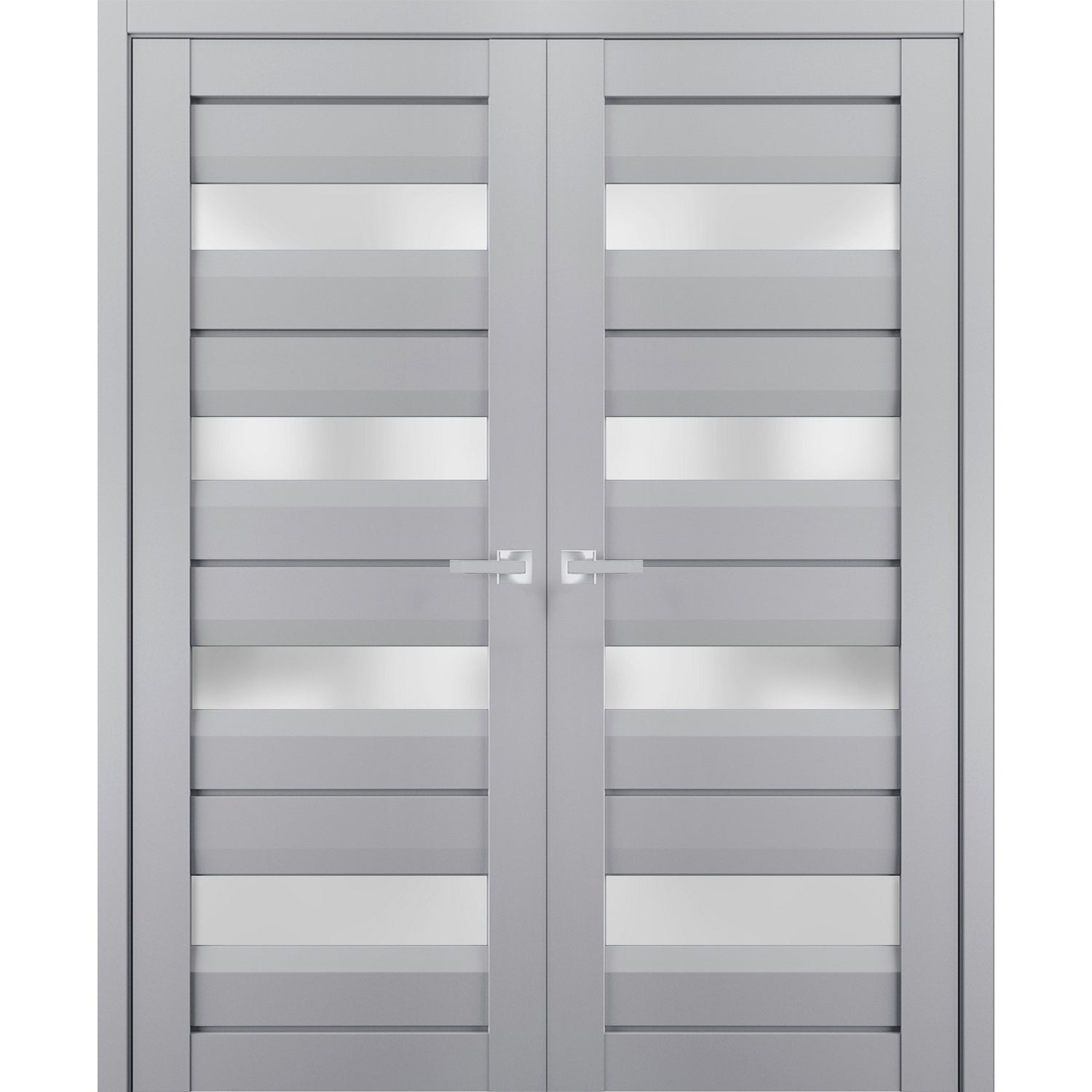 Interior Solid French Double Doors Frosted Glass | Veregio 7455 Matte ...