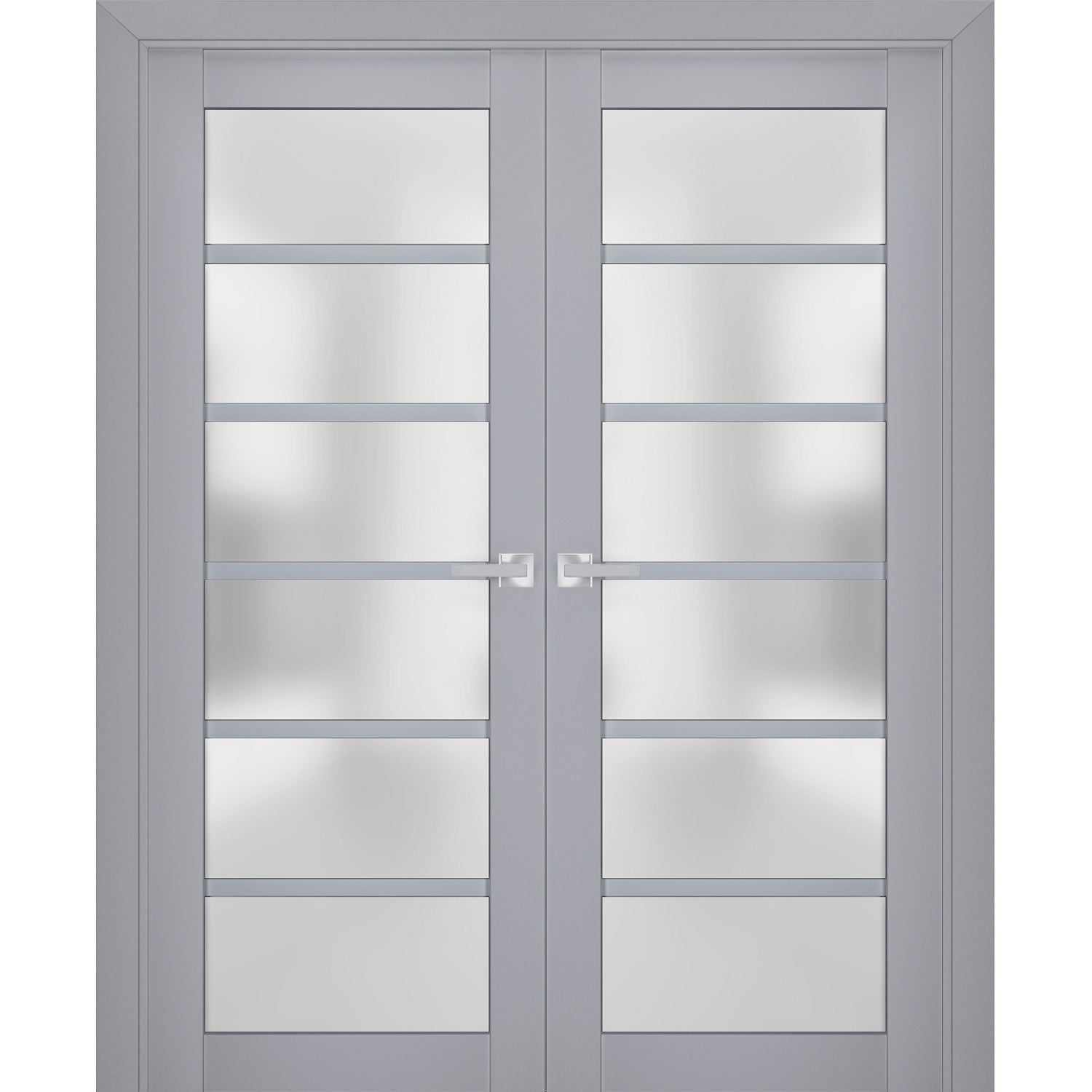 Interior Solid French Double Doors Frosted Glass | Veregio 7602 Matte ...