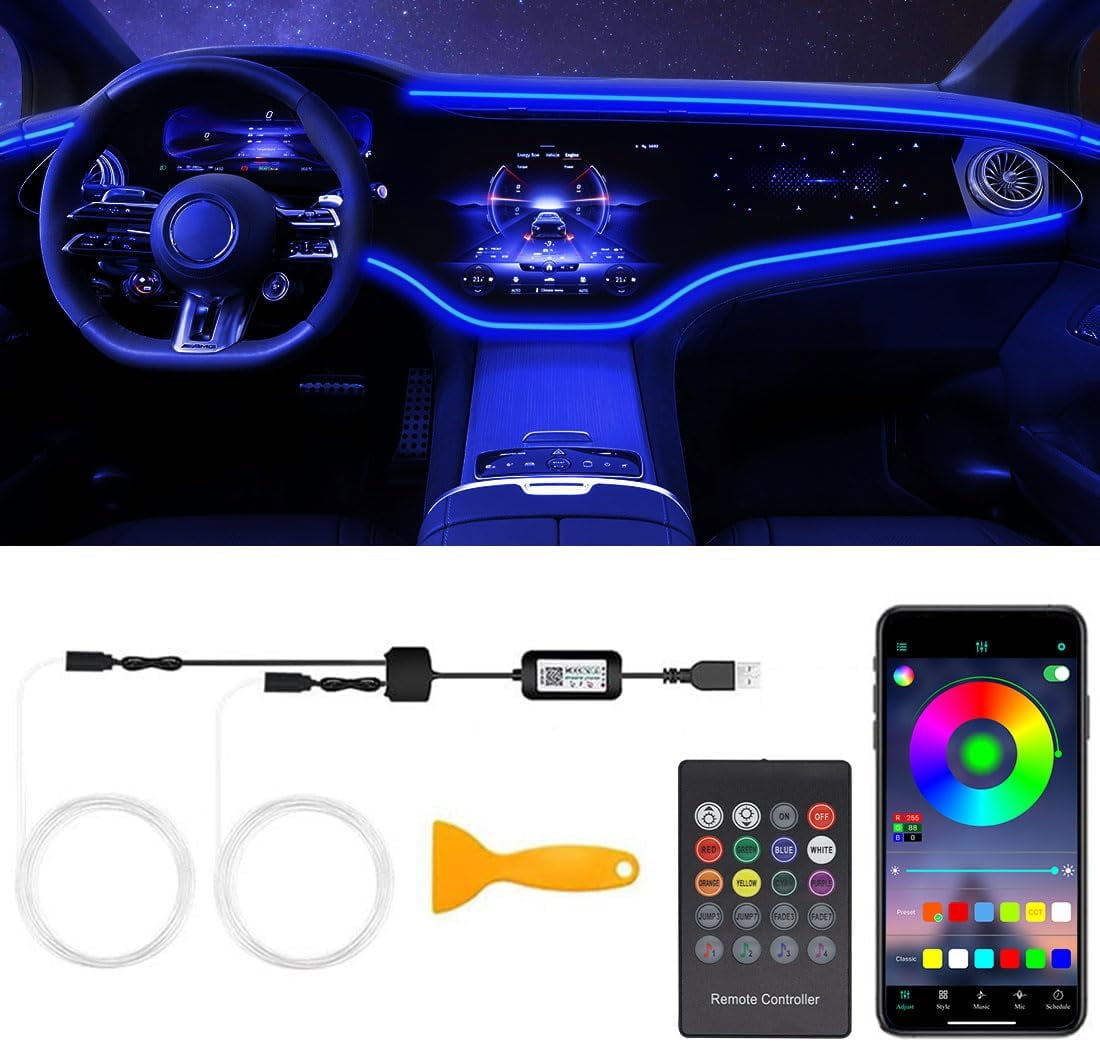 Interior Strip Lights with APP & Remote Control, 2 in 1 Ambient ...