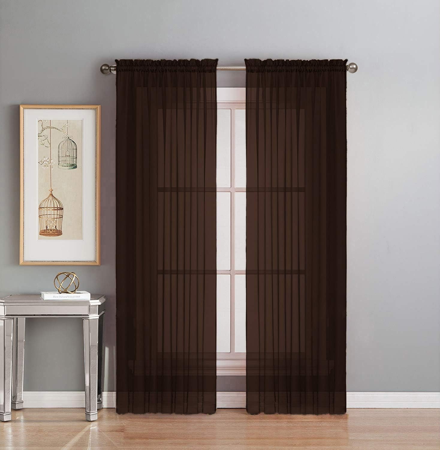 Interior Trends 2 Piece Fully Stitched Sheer Voile Window Panel Curtain ...