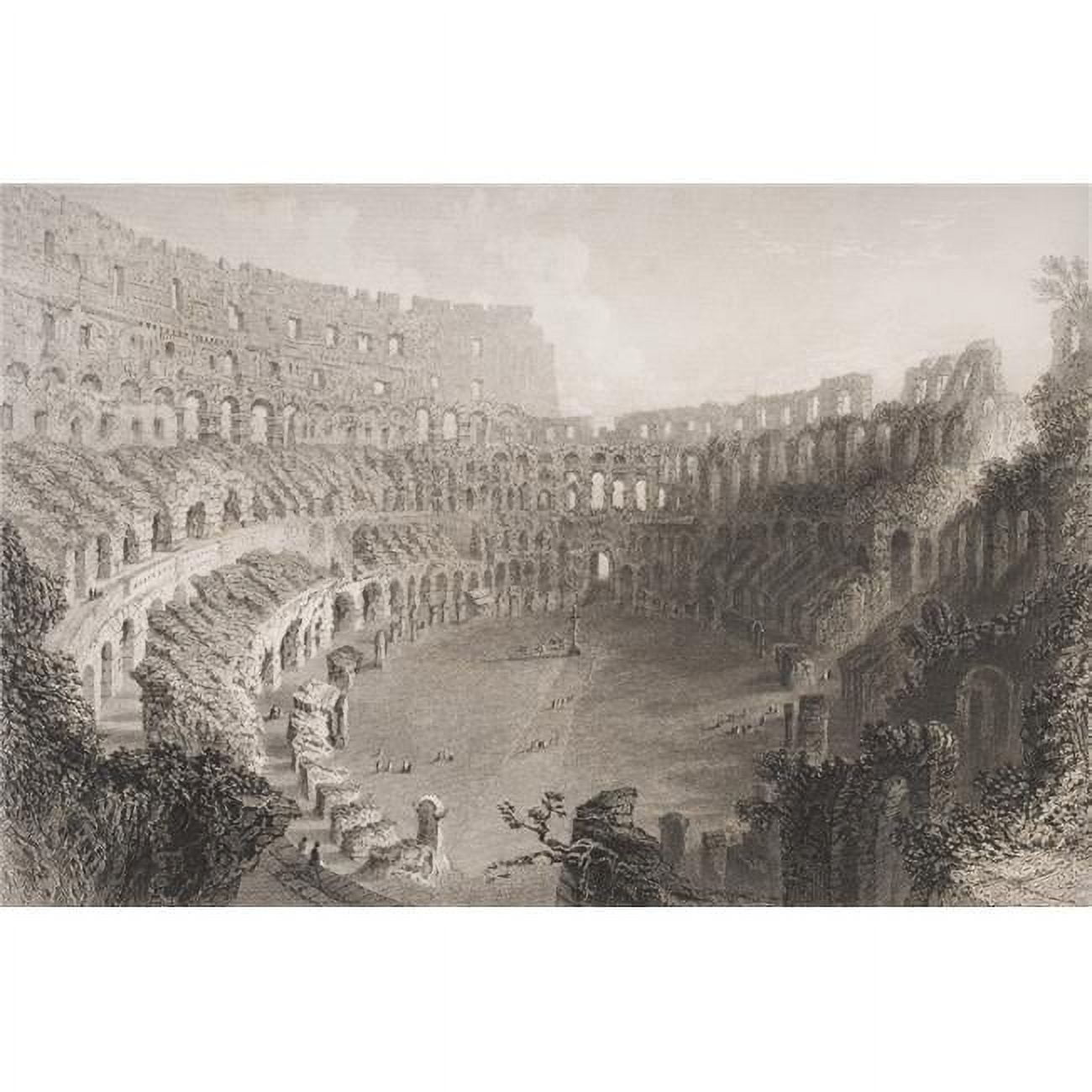 Interior of The Colosseum Rome Italy. Engraved by E. Roberts Poster ...