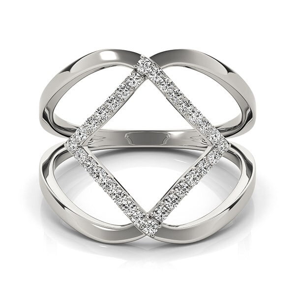 Interlaced Design Diamond Ring, Open Style Diamond Engagement Ring ...
