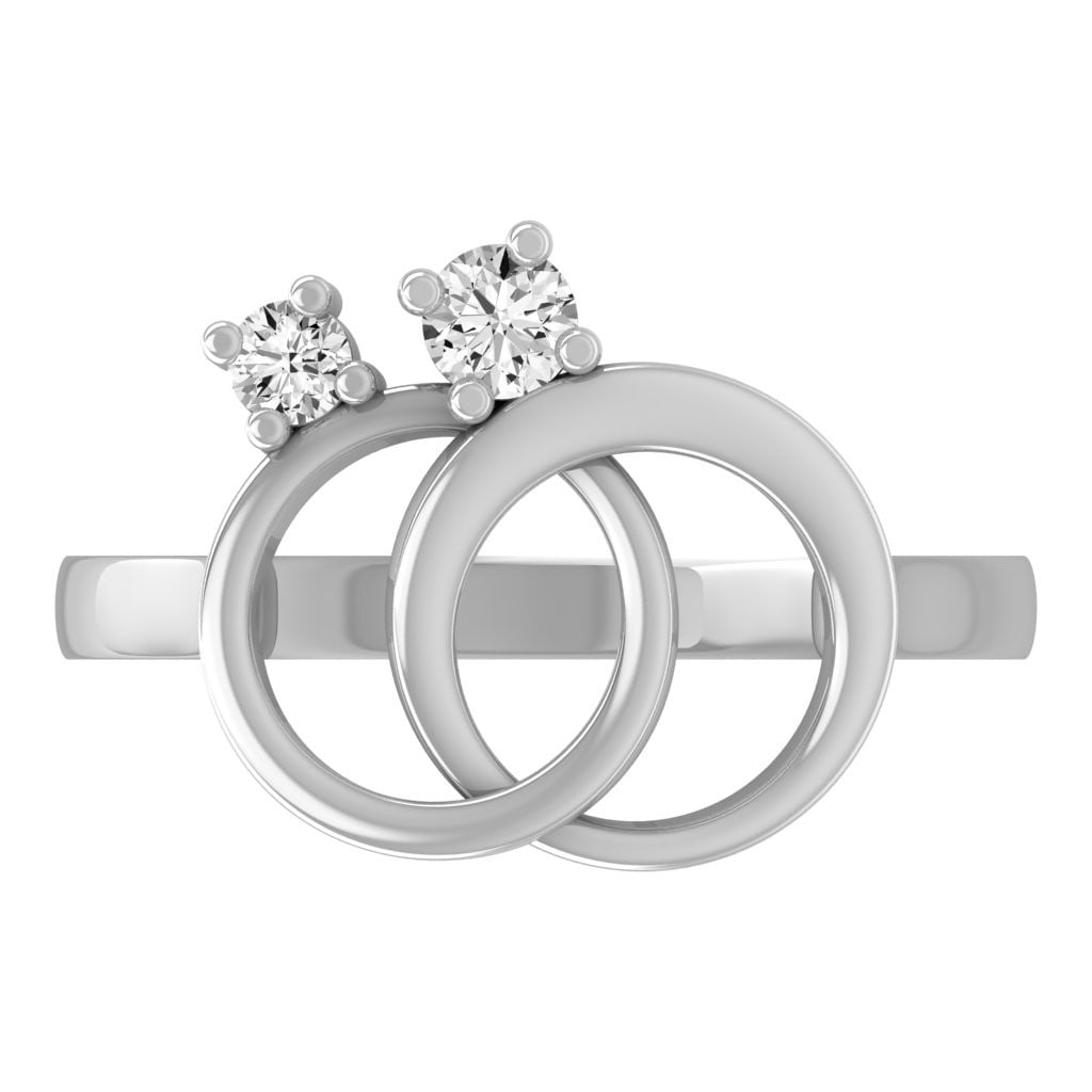 Interlock Circle Diamond Ring, Two Stone Diamond Engagement Ring ...