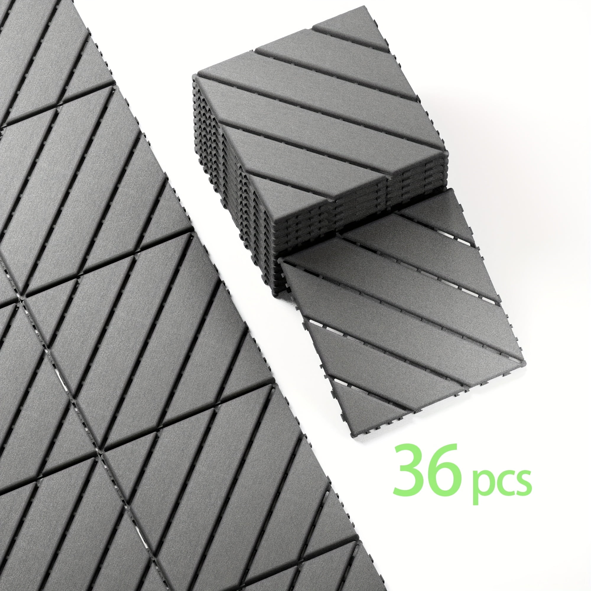 Interlock Deck Tile 12"x12" (36 Tiles/Box) - Slip-Resistant Outdoor ...