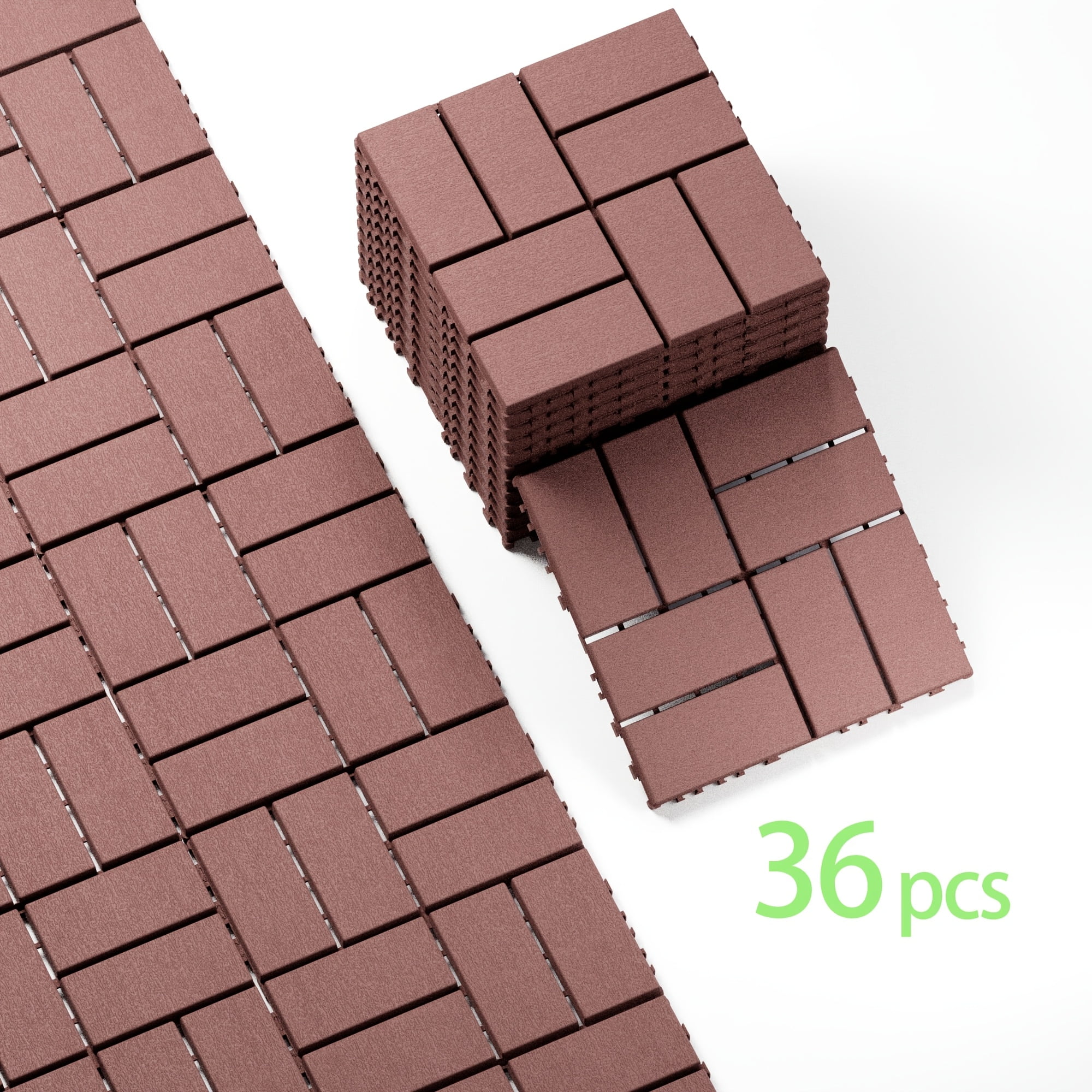 Interlock Deck Tile 12"x12" (36 Tiles/Box) - Slip-Resistant Outdoor ...
