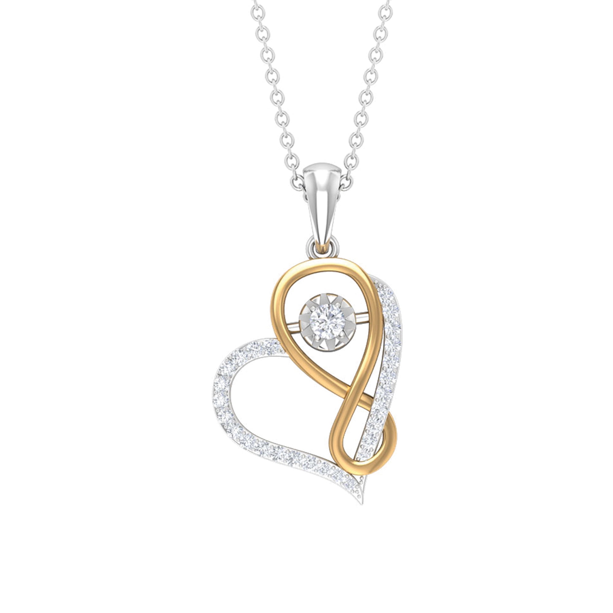 Rosec Jewels Interlock Infinity Heart Pendant with Moissanite for Women ...