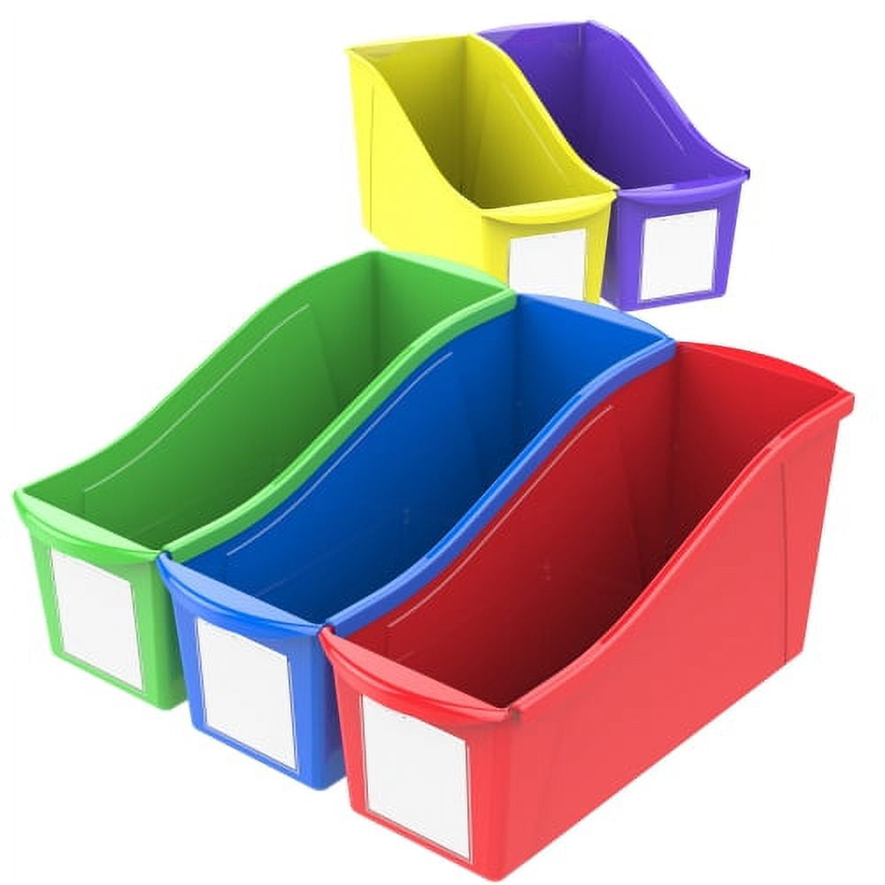 Large Book bin with front pockets, set of 5, assorted colors, case 6 ...