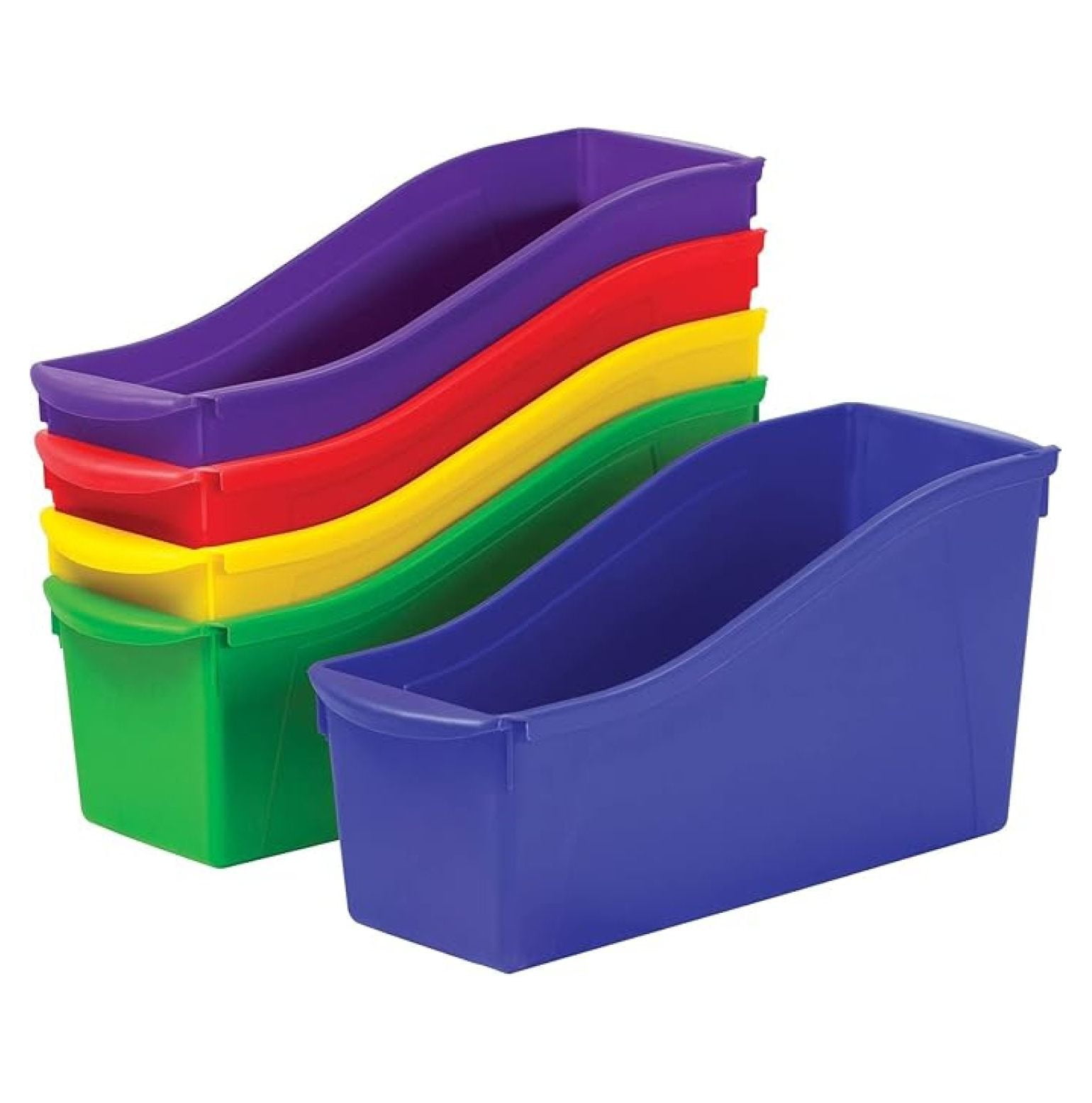Interlocking Book Bins - 5 Color Set, 4 3/4 x 12 5/8 x 7 Plastic ...
