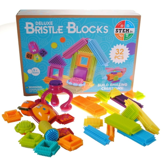 Interlocking Building Bristle Blocks 32PC Playset Building STEM 3+ Kids ...