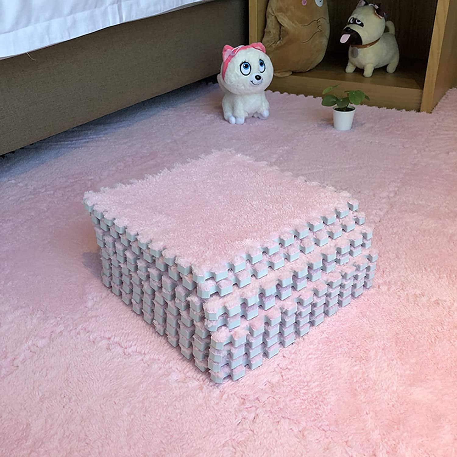 Interlocking Carpet Shaggy Soft EVA Foam Mats Fluffy Area Rugs ...