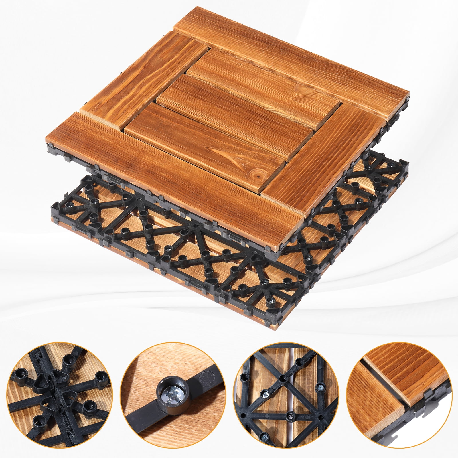 Interlocking Deck Tiles - 27 Pack 11.8"x11.8" Waterproof Patio Wood ...